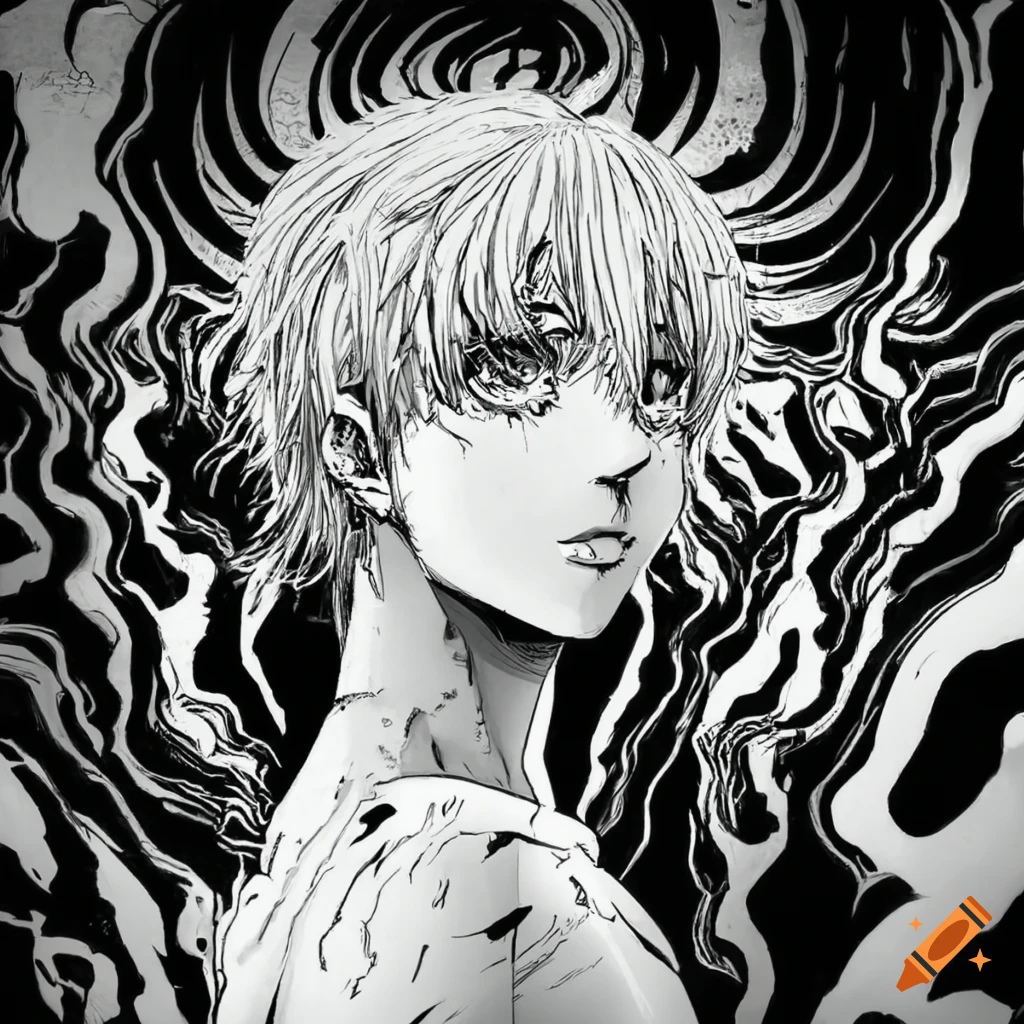 Black and white highly detailed manga panel with sharp outline on Craiyon