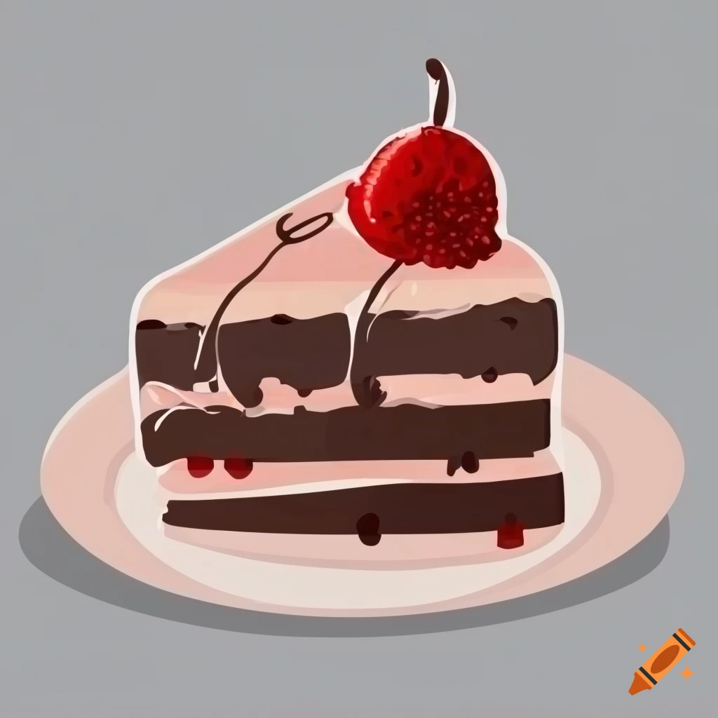 Slice of black forest cake on a white plate on Craiyon