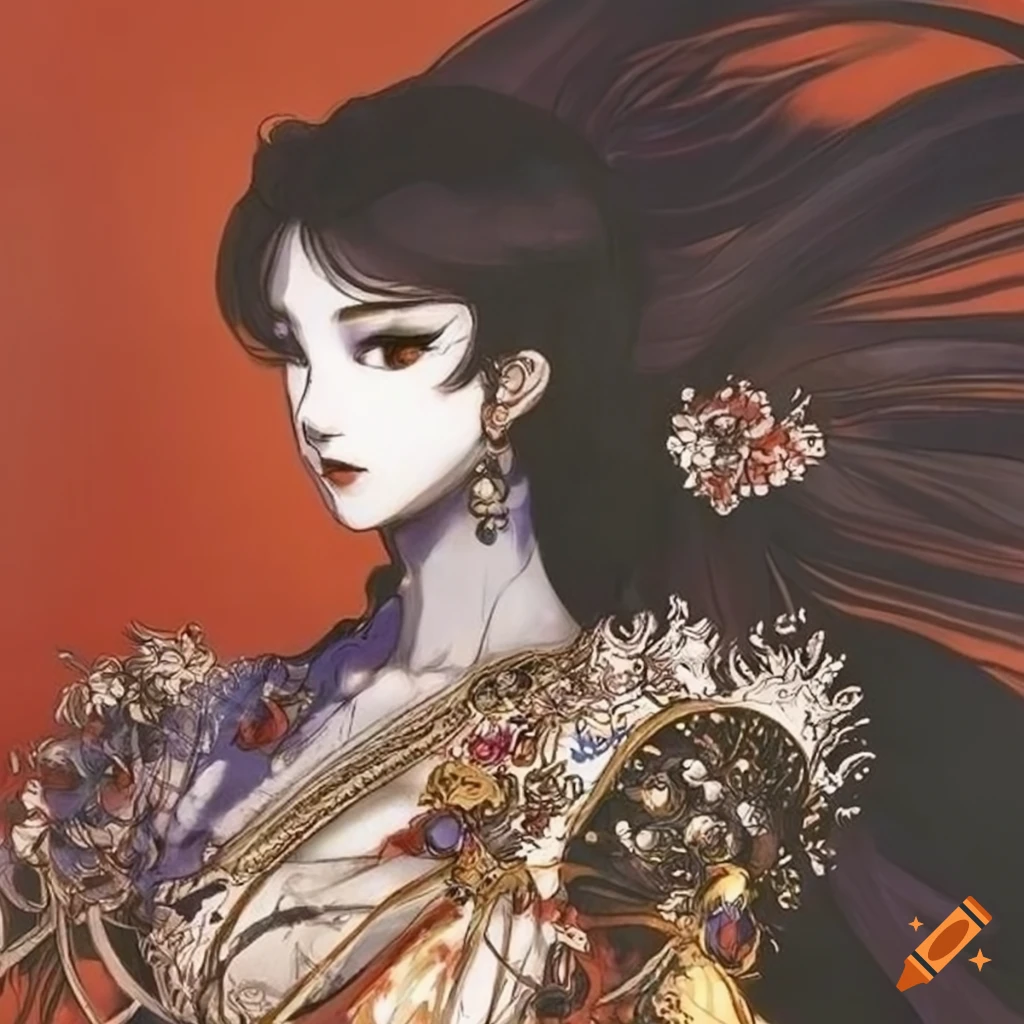 Stunning artwork of a european princess in the style of yoshitaka amano ...