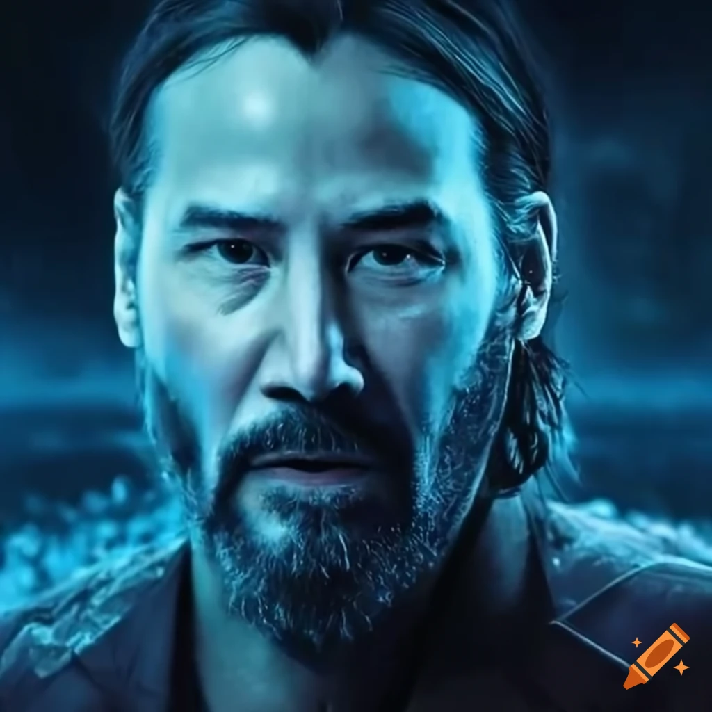 Keanu reeves surrounded by ice on Craiyon