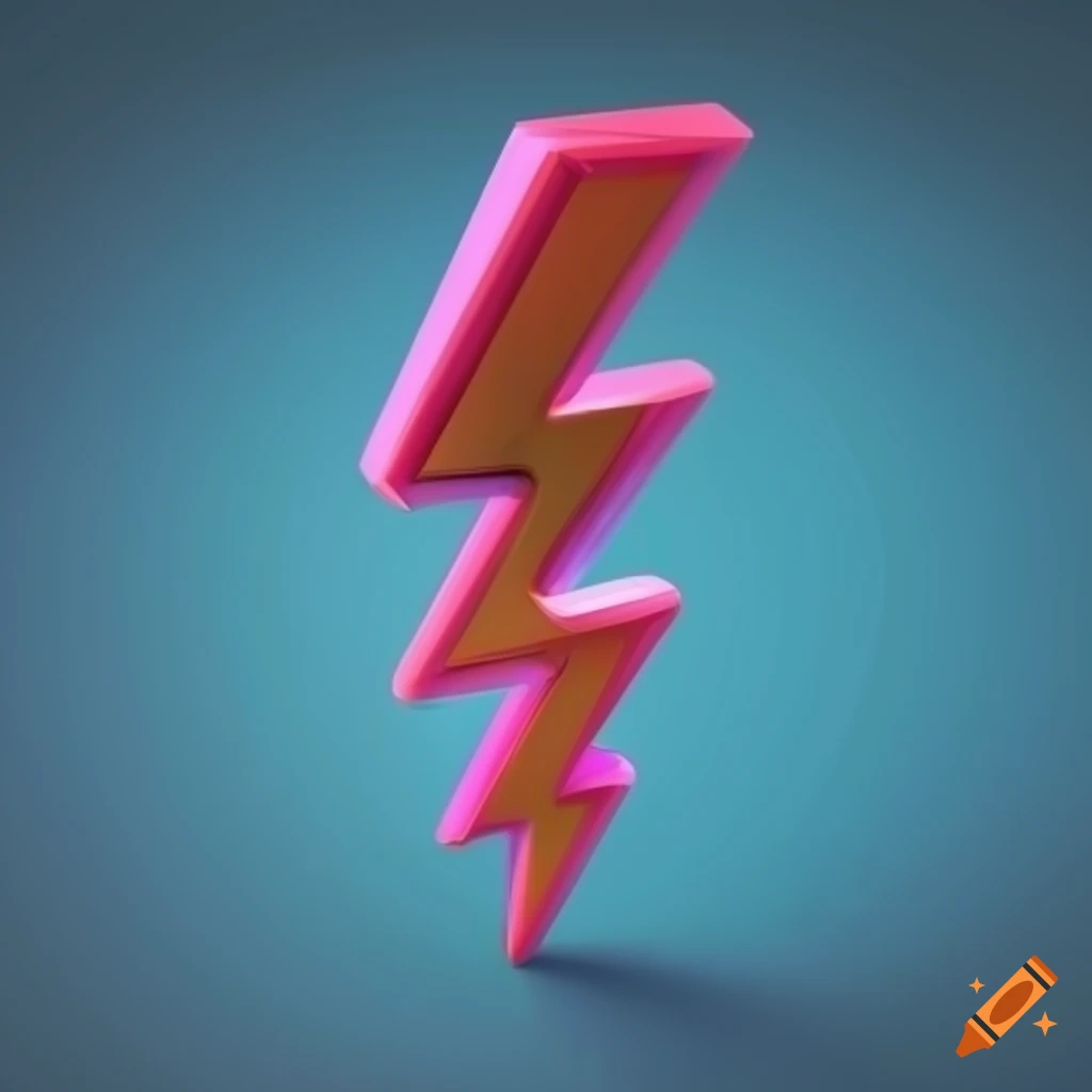Digital illustration of lightning icon and video game icon in 3d on Craiyon