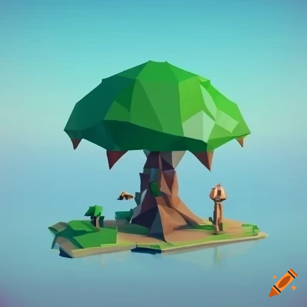 Island in ps1 low poly style on Craiyon