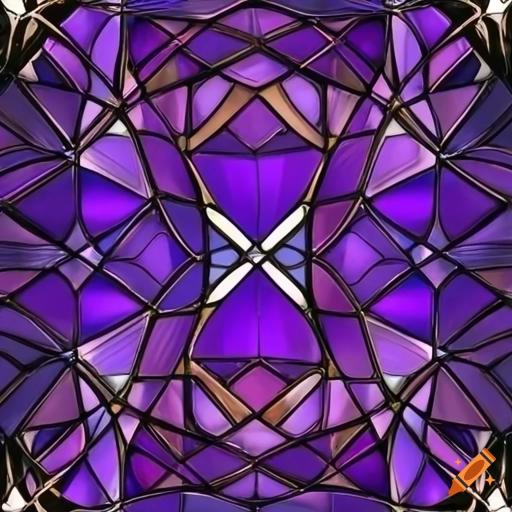 Elegant purple geometric design with interlocking lines in stained ...