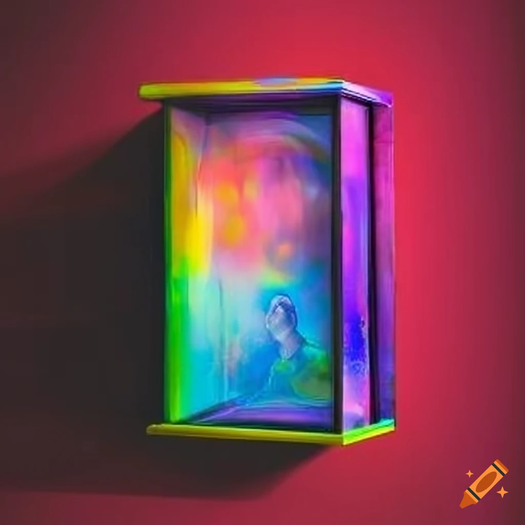 Floating box with cds raining out for an album cover on Craiyon