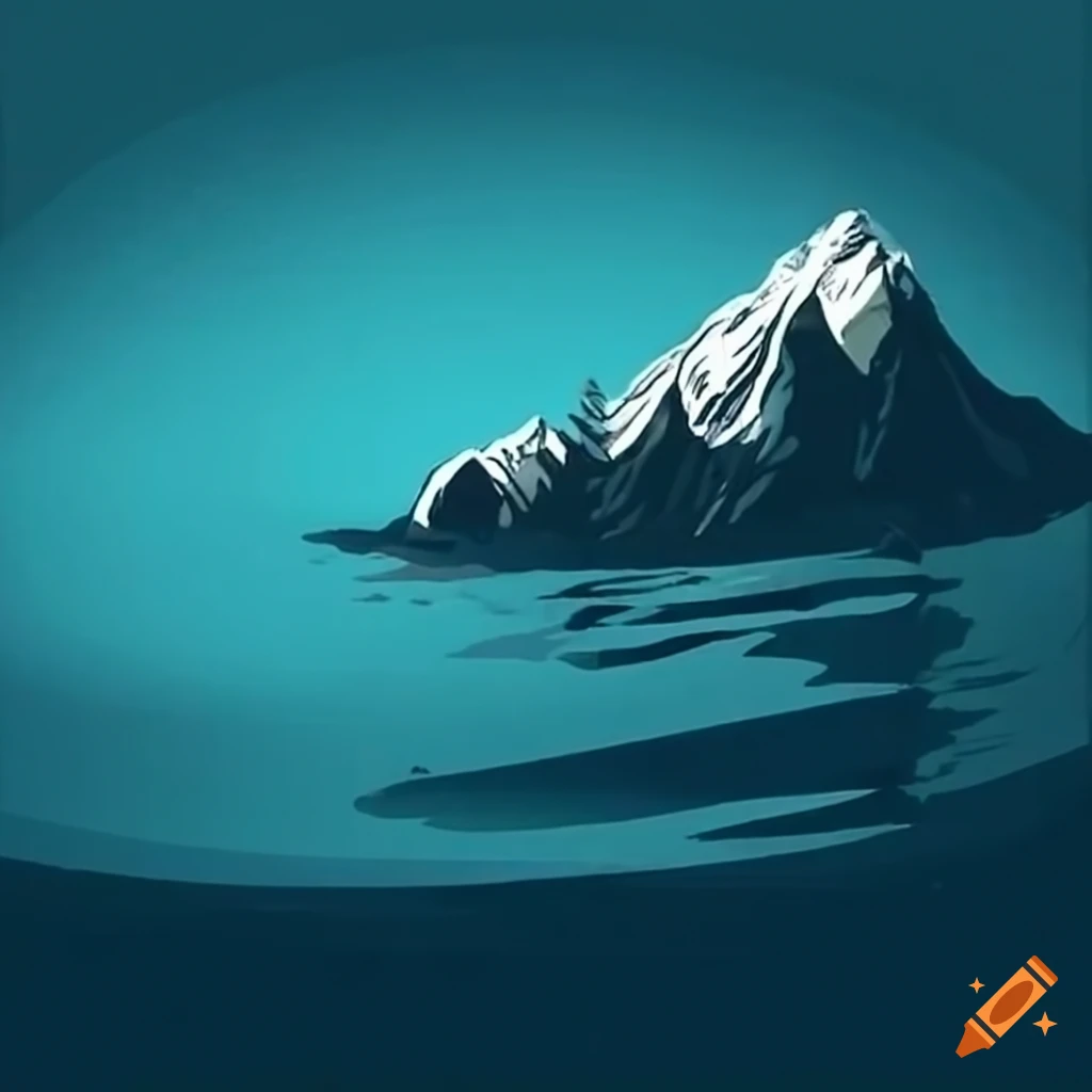 Mountain sinking into the ocean on Craiyon