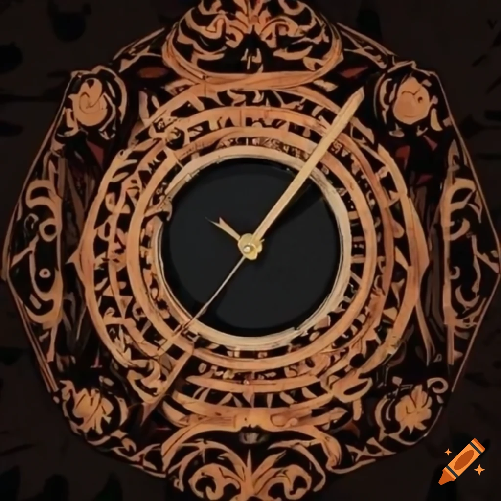 Tribal style and minimalistic sharp clock design on Craiyon