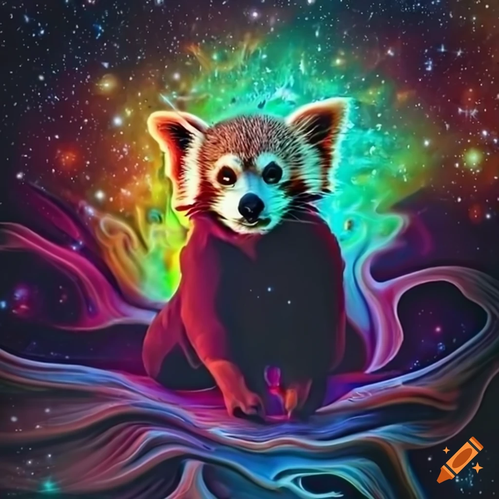 Red panda in a psychedelic space on Craiyon