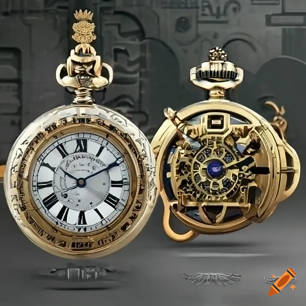 Intricately detailed steampunk pocket watch in concept art 4k ...