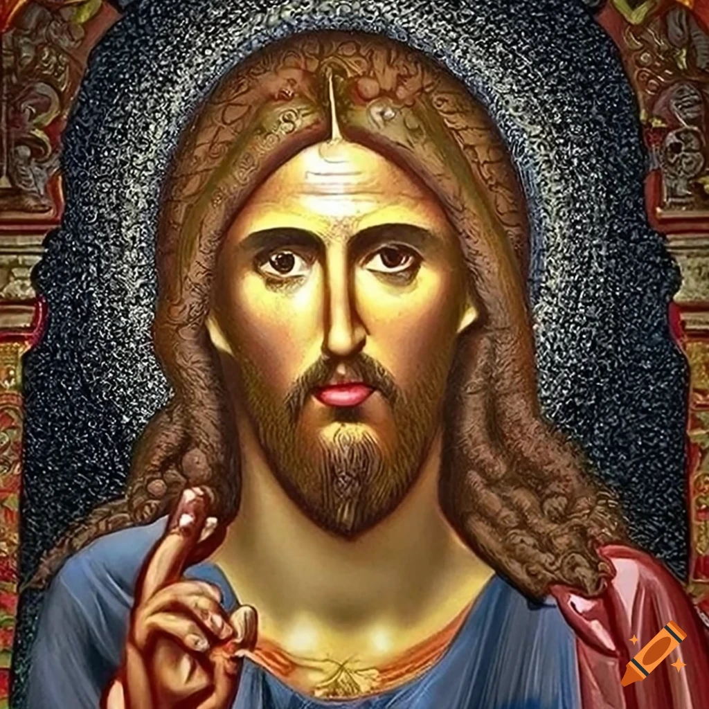 Detailed closeup of front-facing hyper realistic Bible icons on Craiyon