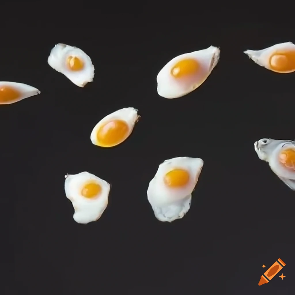 Flying fried eggs on Craiyon