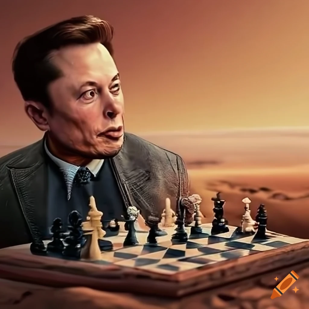 Elon musk playing chess on mars in a photorealistic picture on Craiyon