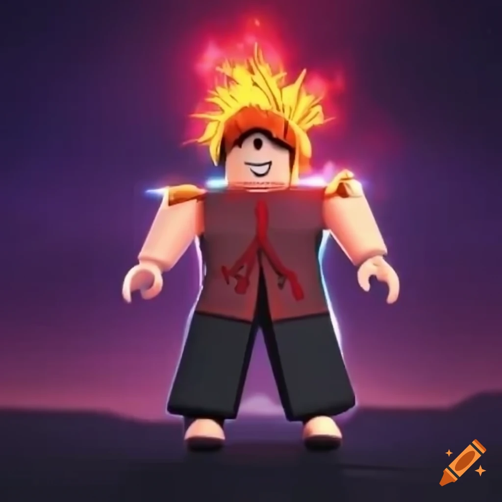 Roblox animated thumbnail of fast-paced anime fighting on Craiyon