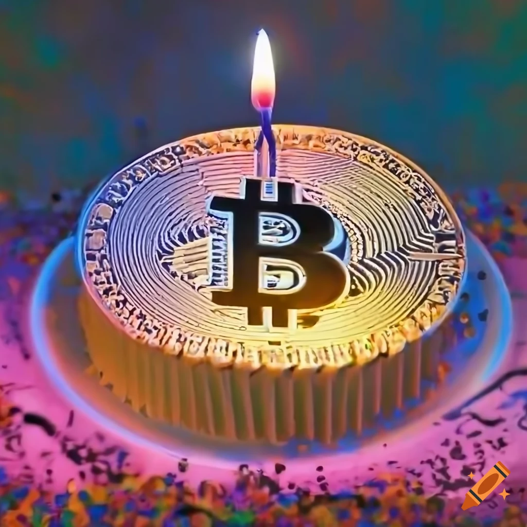 Bitcoin 15th anniversary birthday cake with Bitcoin symbol and number ...