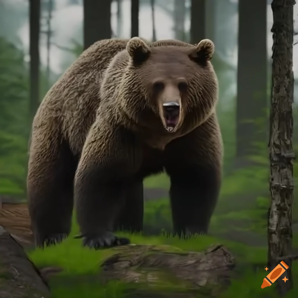 Bear in a slovakian forest rendered in unreal engine 5 on Craiyon