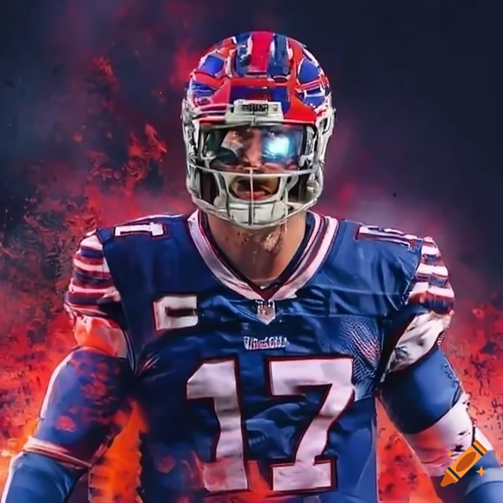 Josh allen as a t-800 terminator with intense look on Craiyon