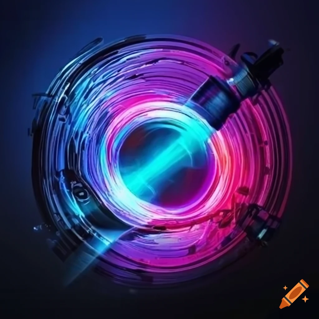 Advanced technological design with initials r and v on Craiyon