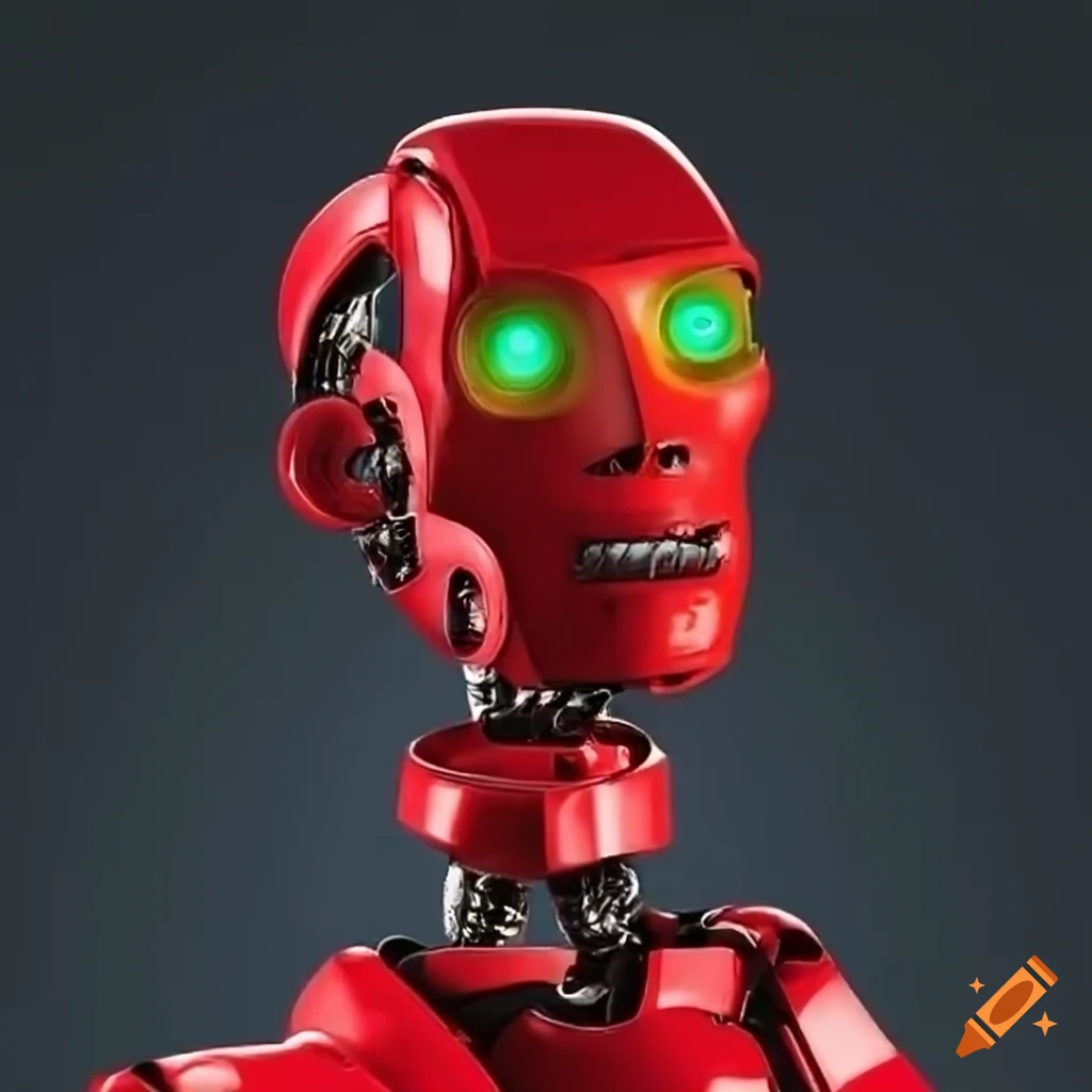 Red robot with 2 legs and 4 arms on Craiyon