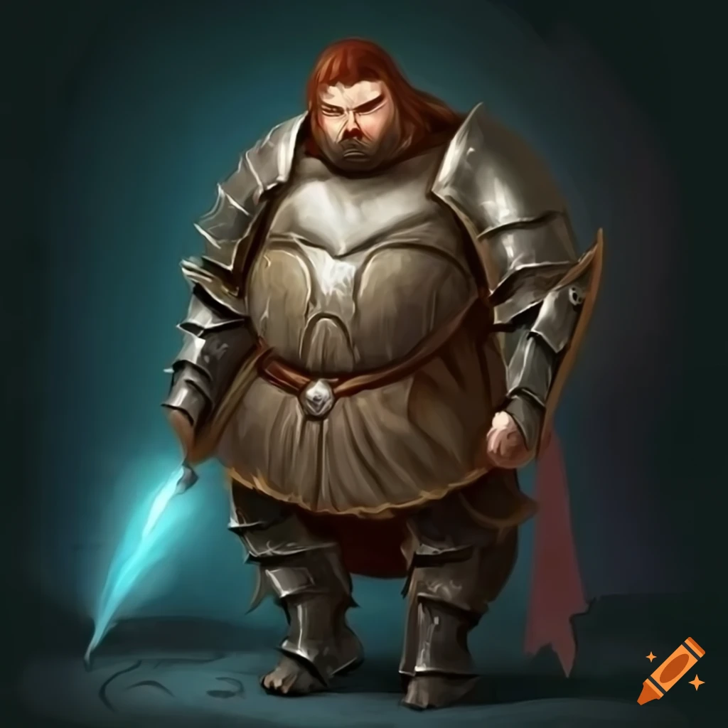Fantasy overweight knight in armor on Craiyon
