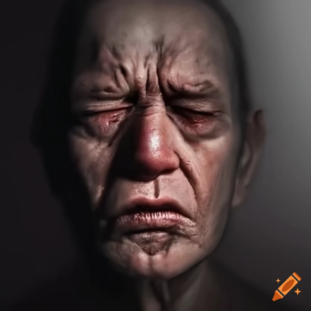 Close up of a man crying on Craiyon