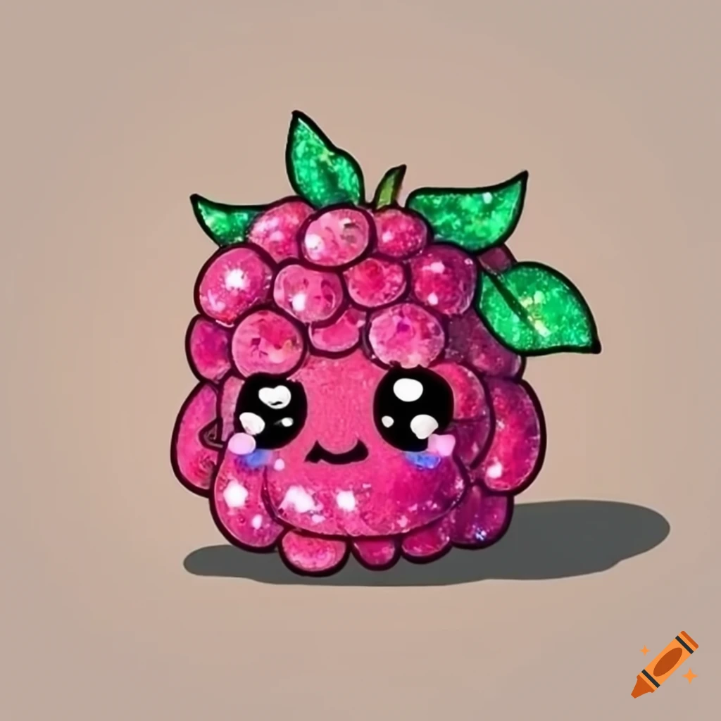 Sad raspberry with glitter in a kawaii style on Craiyon