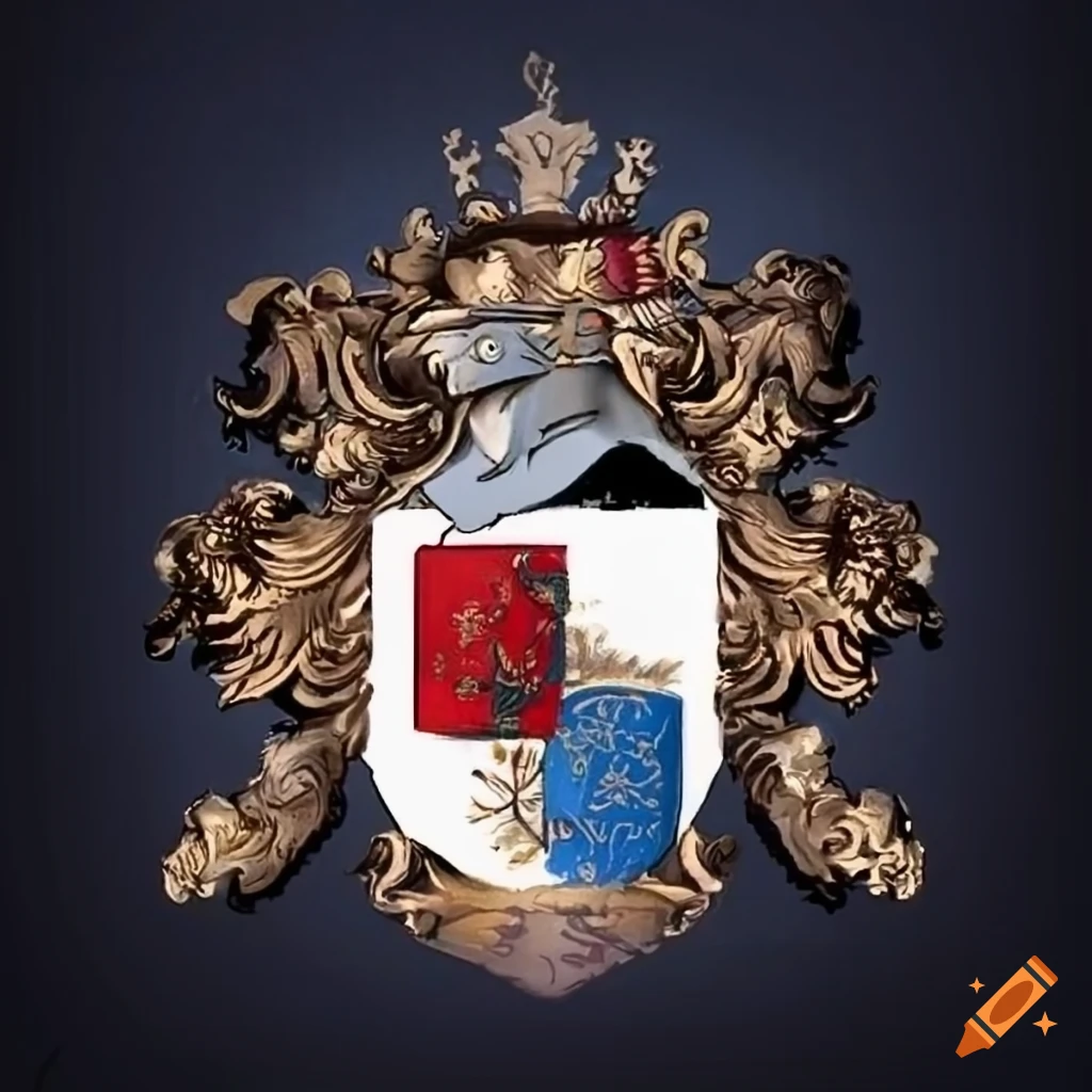 Family crest with the words 'big portions good prices' on Craiyon