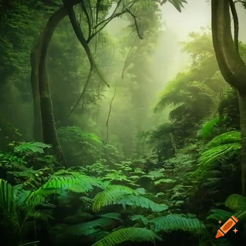 Lush dreamy jungle clearing on Craiyon