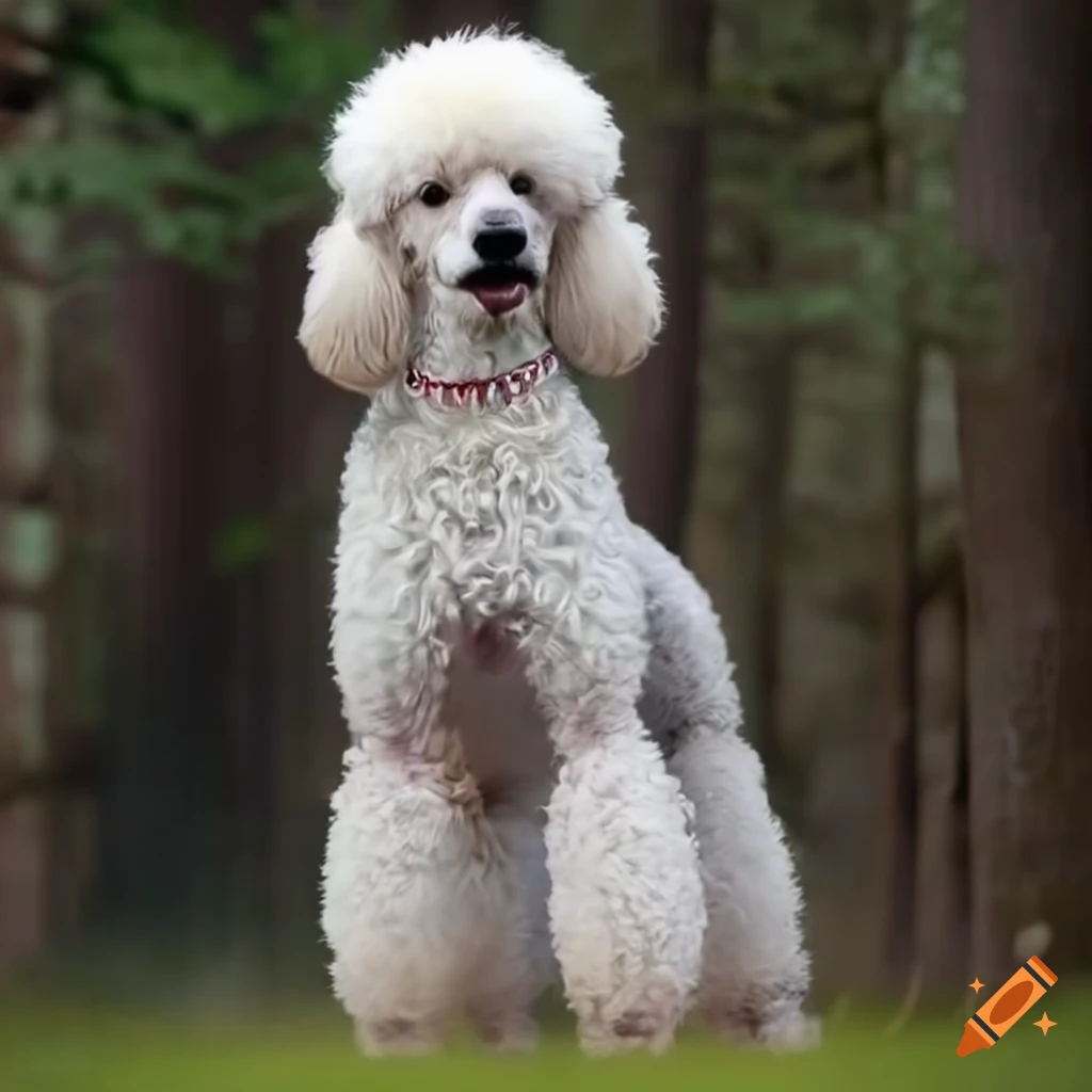 White poodle in hyper realistic and detailed closeup on Craiyon