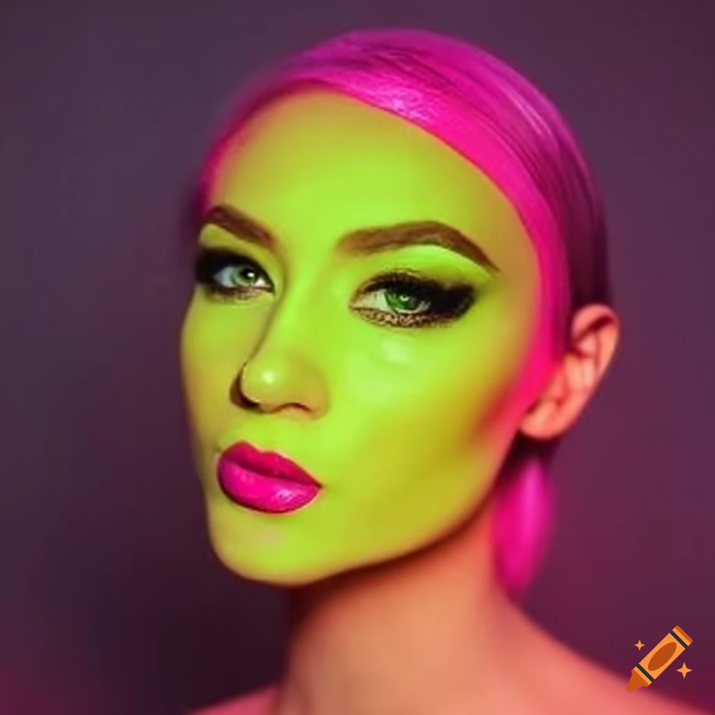 Pink and yellow neon lipstick on Craiyon