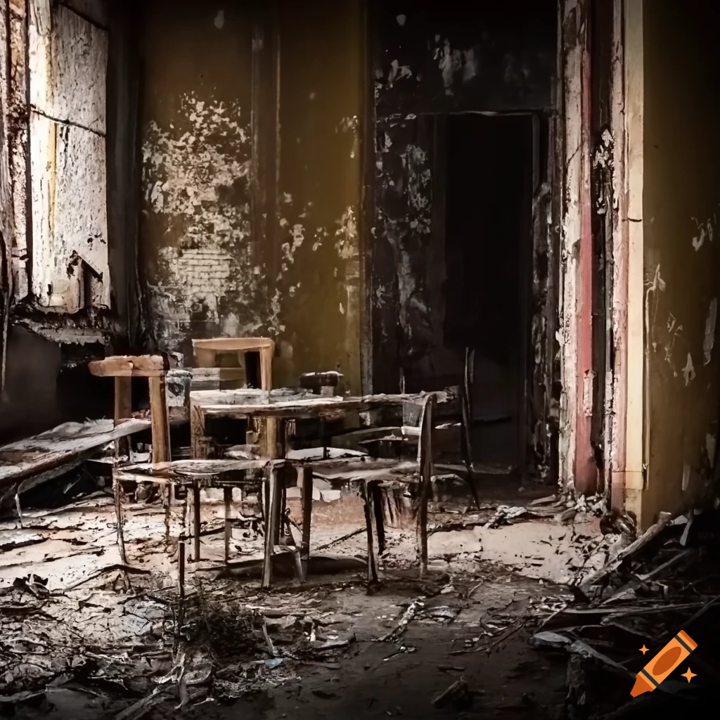 Abandoned ruined cafe on Craiyon