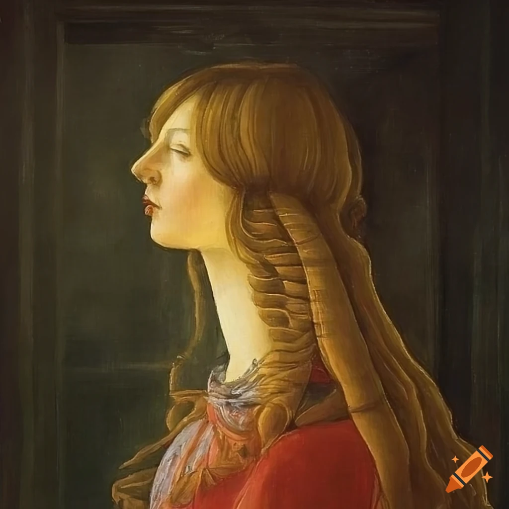 Full Body View Of A Group Of Pre Raphaelite Young Ladies With Long Hair In A Style Reminiscent