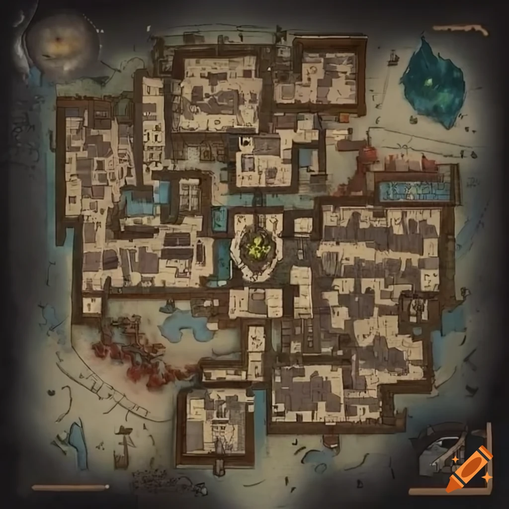 Large city map for dungeons and dragons on Craiyon