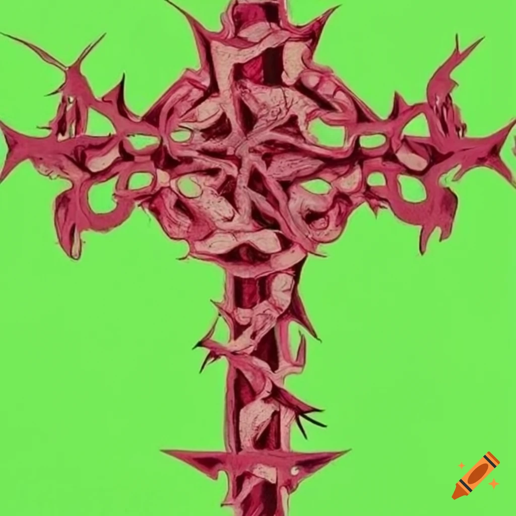 Sigil form giant cross with thorns of a bush on Craiyon