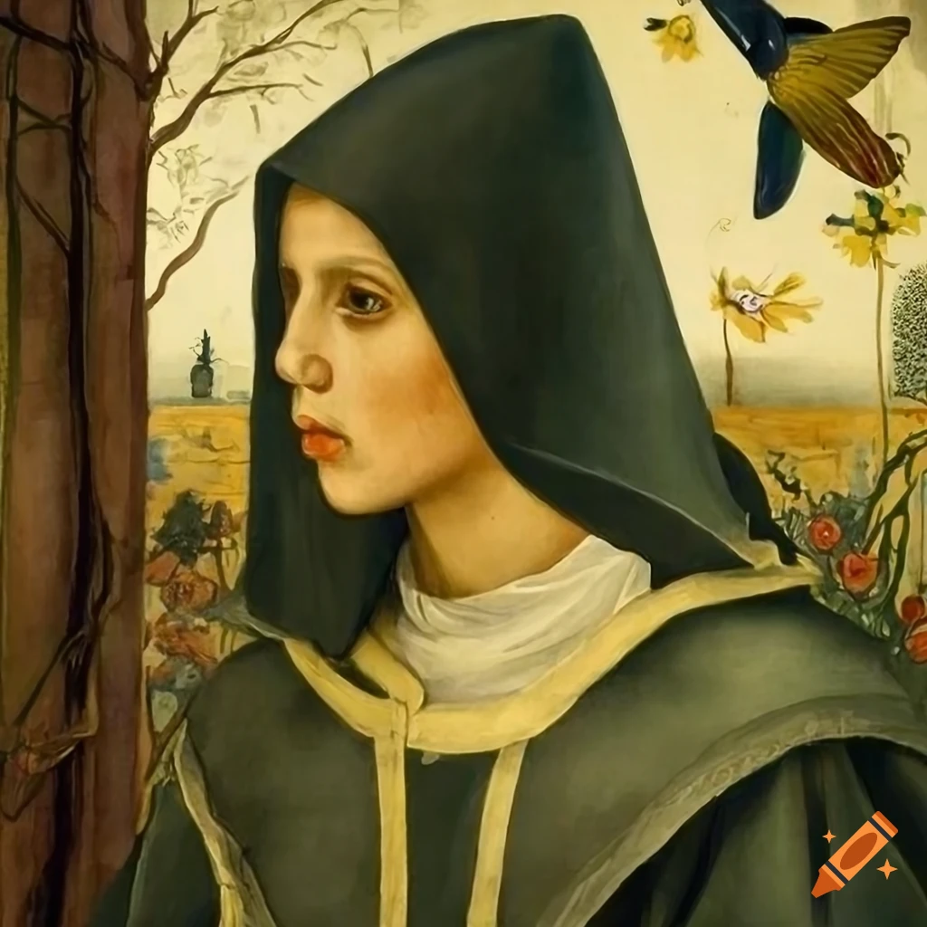 Fine art illustration of catholic penitents from seville in a lush ...