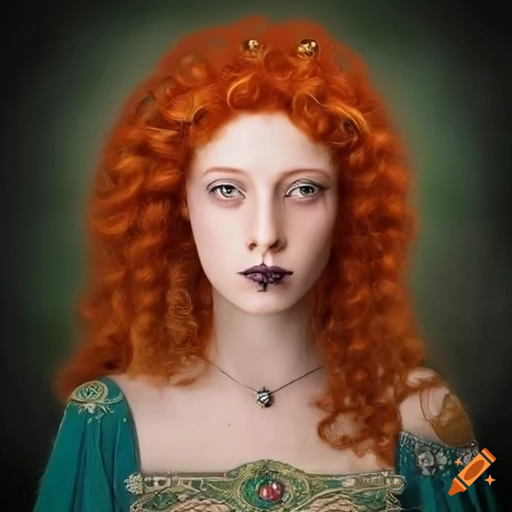 Celtic woman with red hair in an ancient and medieval style on Craiyon