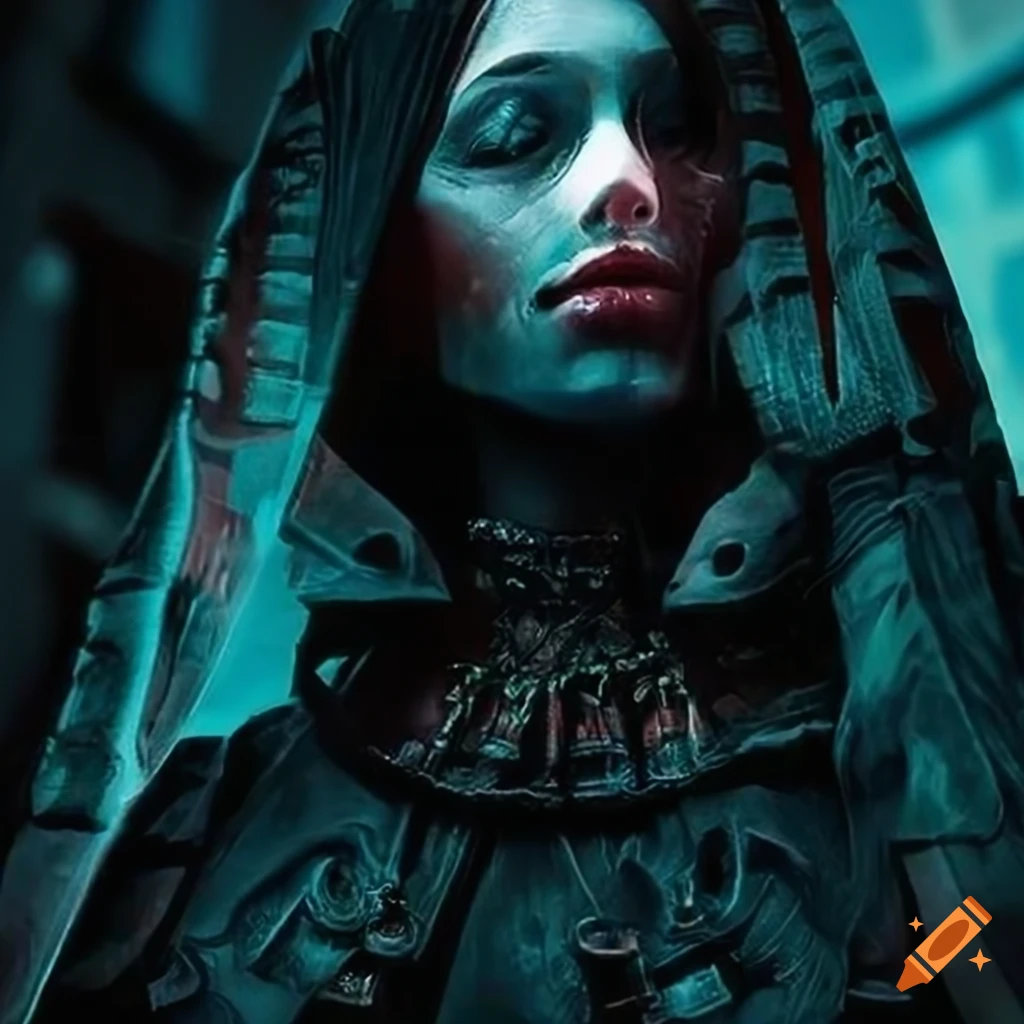Family of roman catholic black knight vampires in cyberpunk steampunk ...
