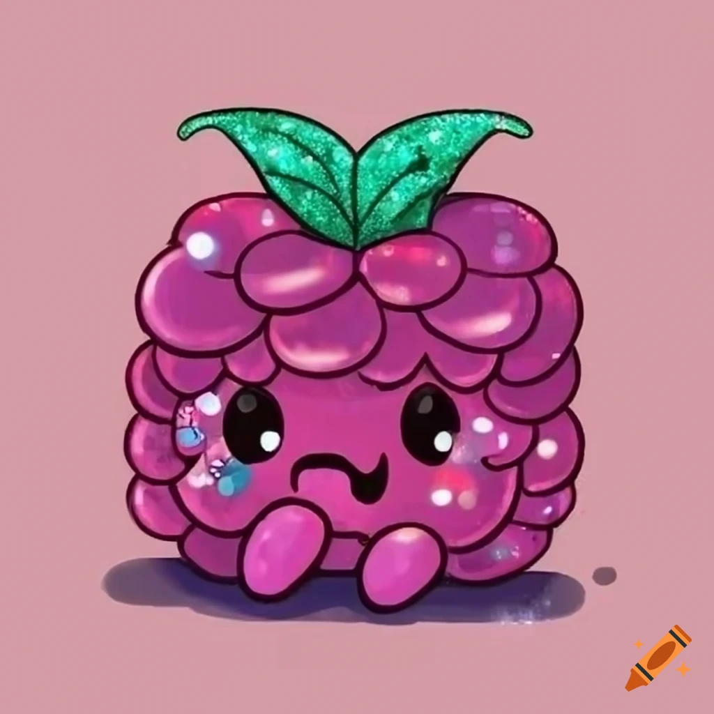 Sad raspberry with glitter in kawaii style on Craiyon