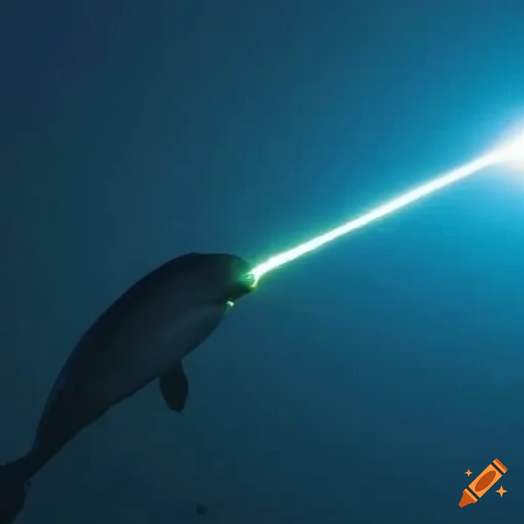 Flying narwhal shooting a red laser into the sun on Craiyon