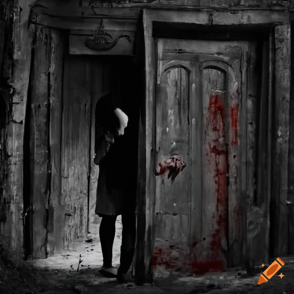 Zombie in front of a door on Craiyon