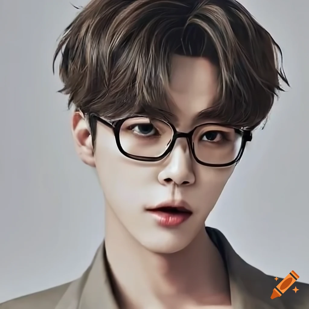 Handsome korean man with glasses on Craiyon