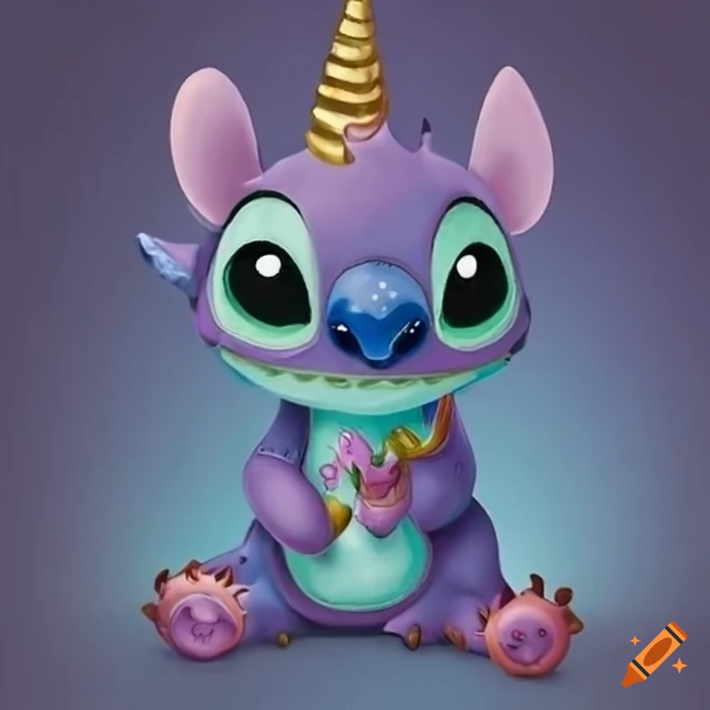 Stitch riding a unicorn on Craiyon