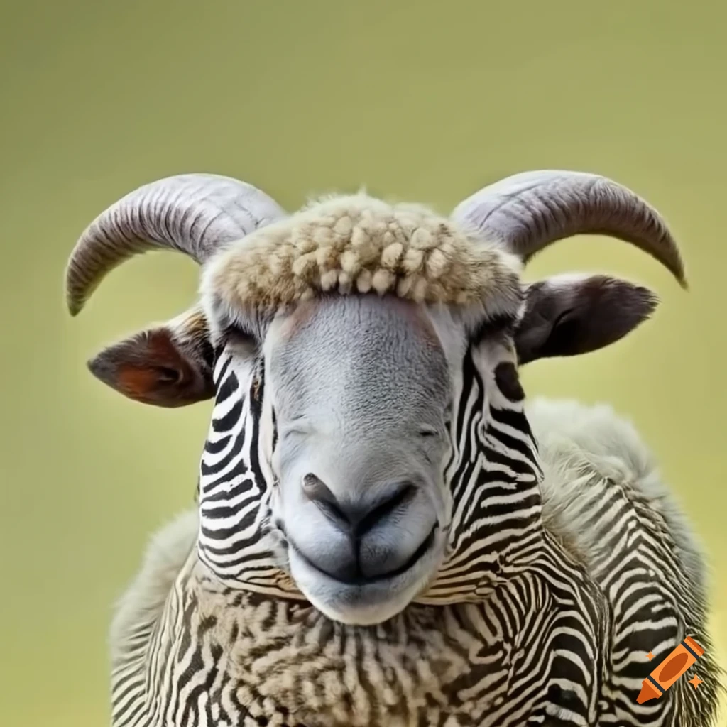 Zebra sheep hybrid with thick striped wool on Craiyon