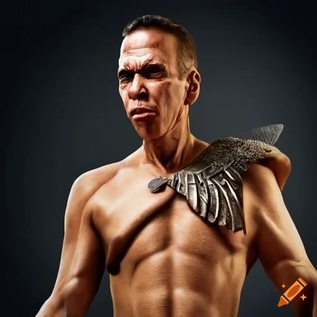 Hyper realistic photo of actor Gilbert Gottfried as a gladiator on Craiyon