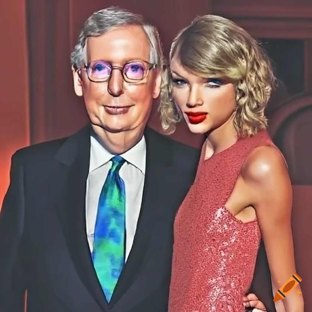 Mitch mcconnell and taylor swift together in a satire artwork on Craiyon