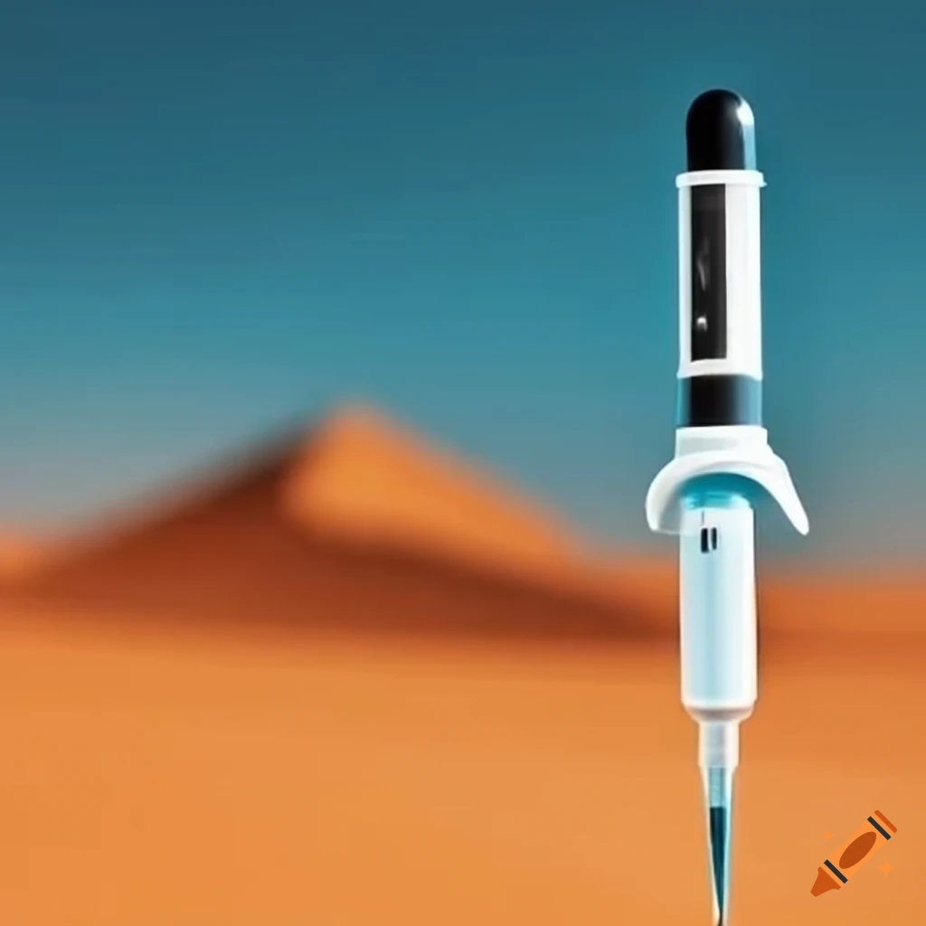 Laboratory pipette with sahara desert in the background on Craiyon