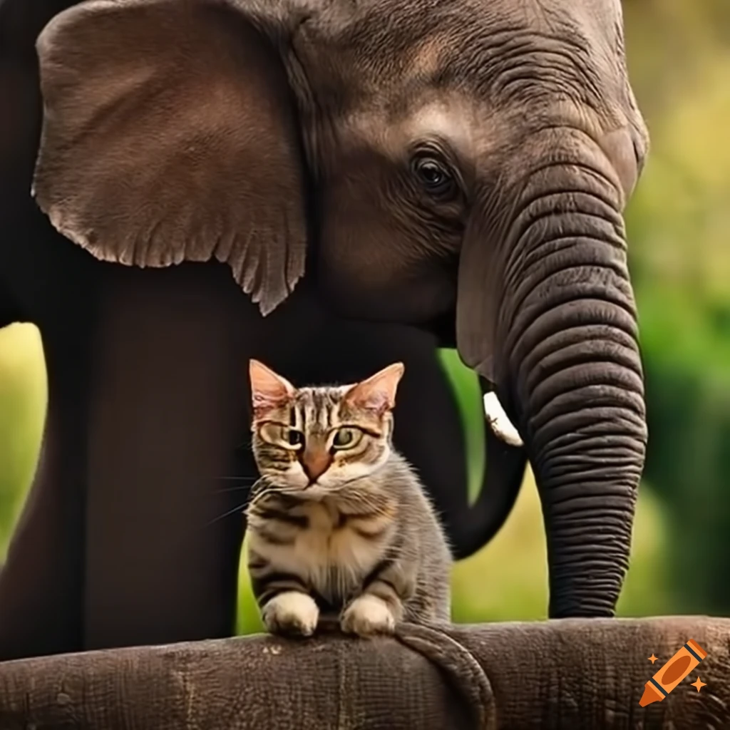 Cat sitting on an elephant on Craiyon