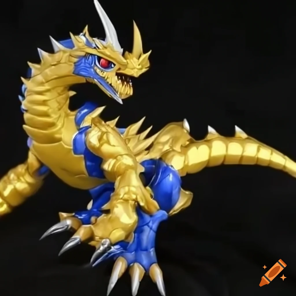 Blue digimon with gold accents on Craiyon