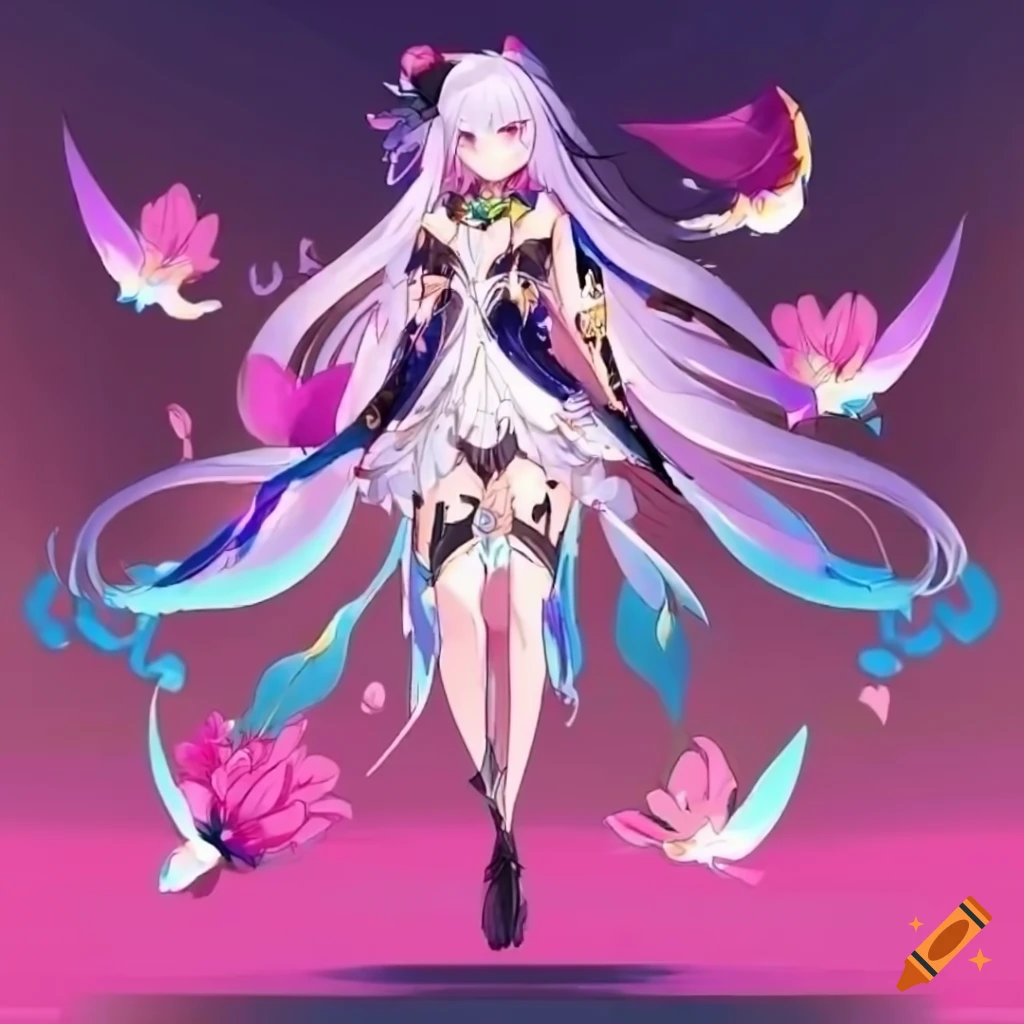 Honkai character design with bird cage and rose theme on Craiyon