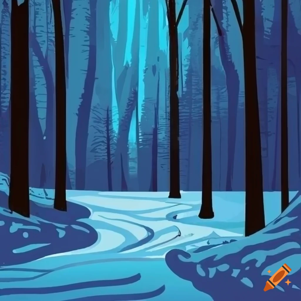 Snow forest line illustration on Craiyon