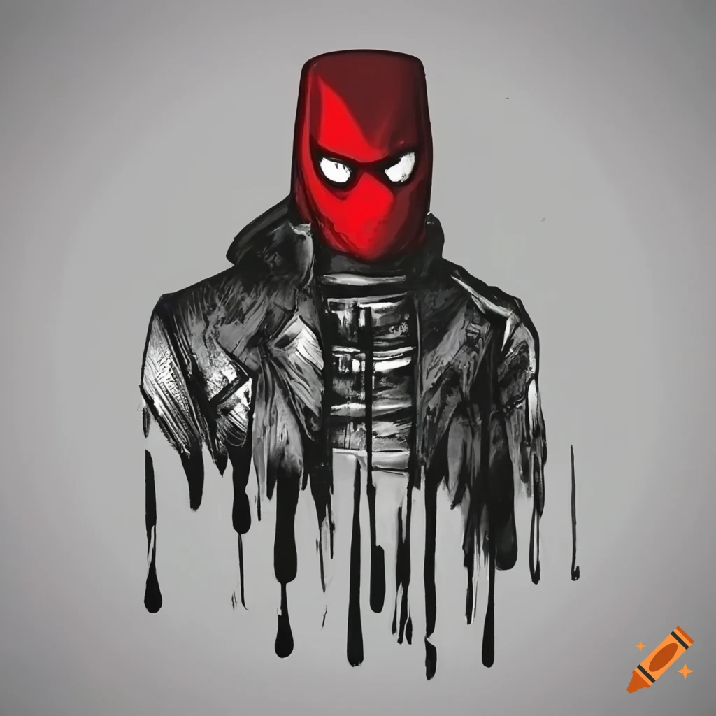 Red hood spray painted on a wall on Craiyon