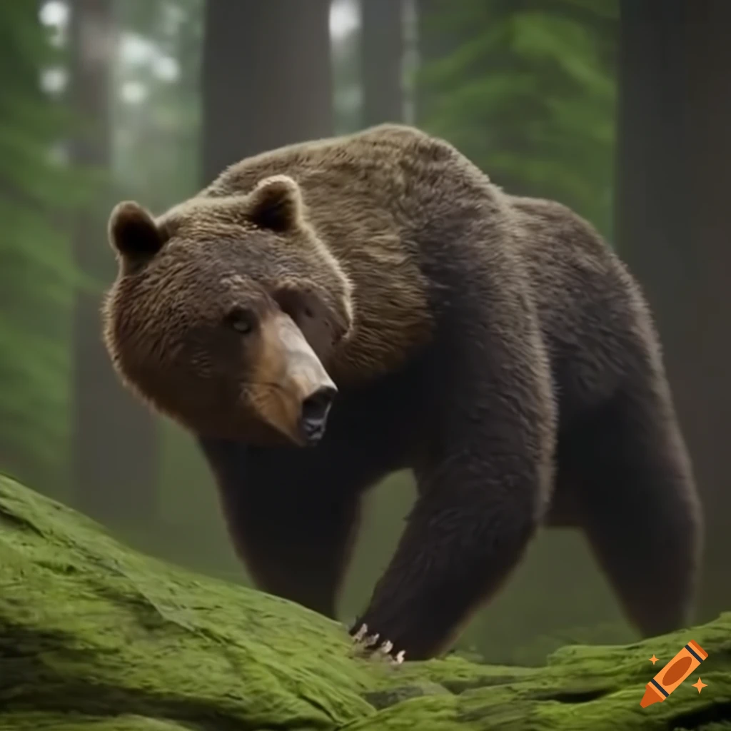 Bear in a slovakian forest rendered in unreal engine 5 on Craiyon